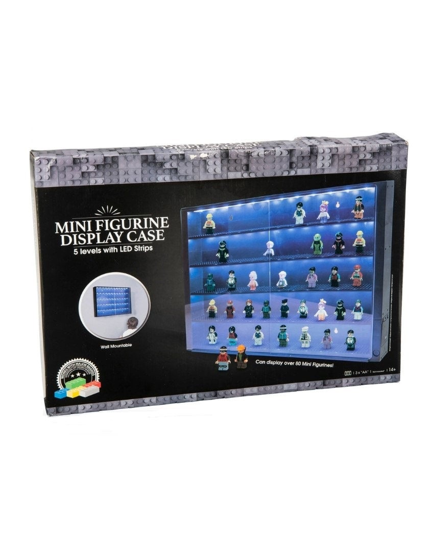 Minifigure display case with 5 levels and LED light | Brickfreak.store